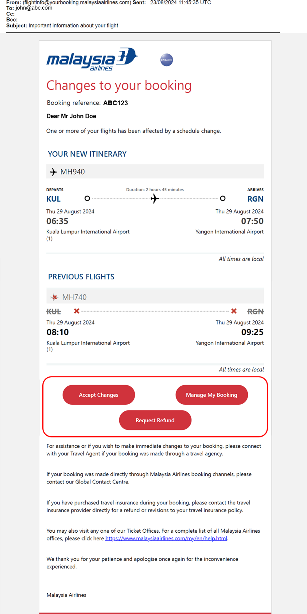 Self Service Guide for flight reschedule and refund due to flight ...