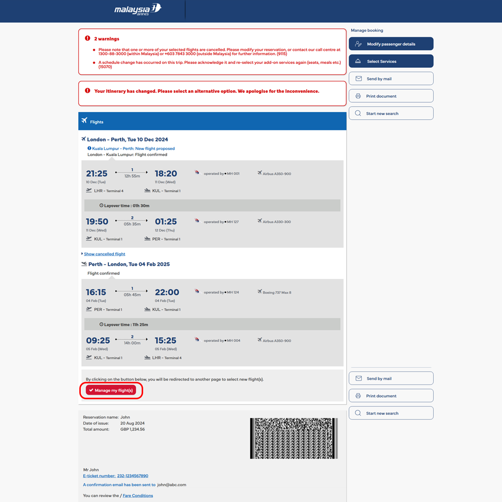 Self Service Guide for flight reschedule and refund due to flight disruption